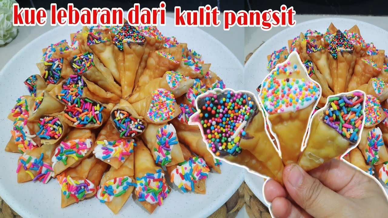 IDE KUE LEBARAN DARI KULIT PANGSIT || PANGSIT COKLAT CONE || CEMILAN ...