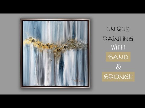 Unusual Textured Abstract Acrylic Painting with Sand & Sponge