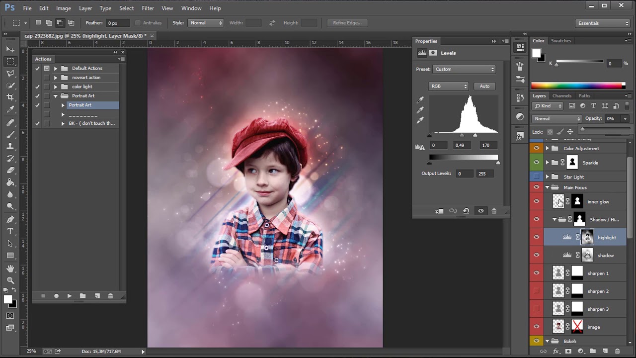 portrait art PS action Tutorial - YouTube