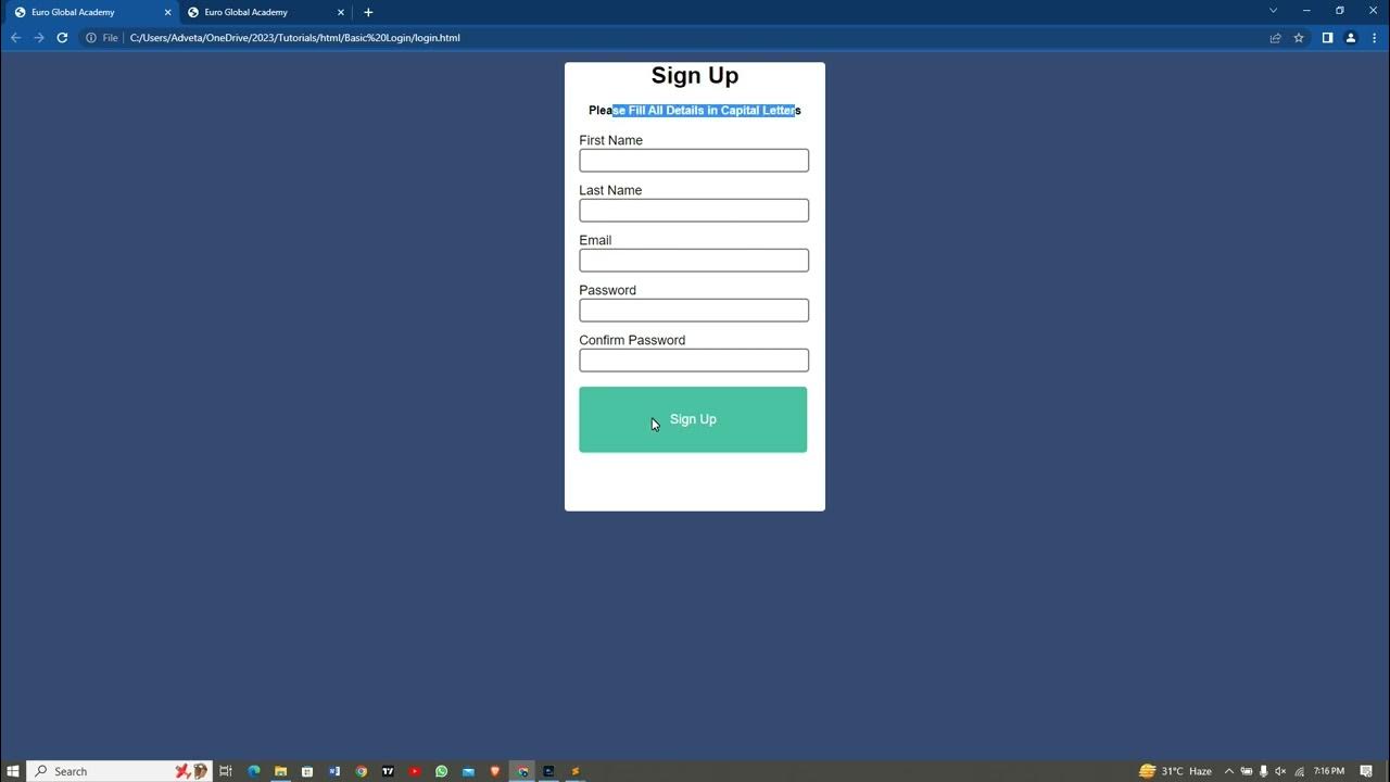 How to create Sign up & Login form with HTML and CSS | Easy tutorial | Part-1 - YouTube