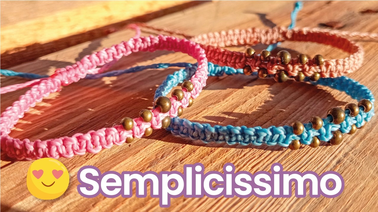 Semplice Bracciale Macramè con Perline - Tutorial Italiano per Principianti - YouTube