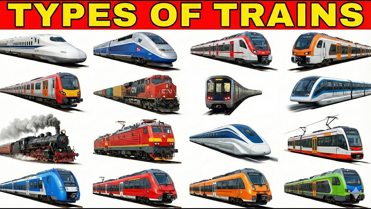 Trains Name for Kids 🚂 | Types of Trains | Learn Railway Transport in ...