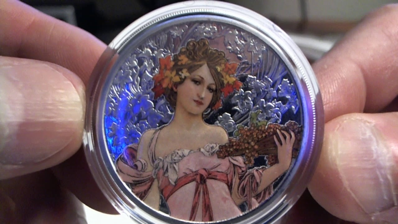The Mucha Collection - 1 ounce colorized silver proof - YouTube