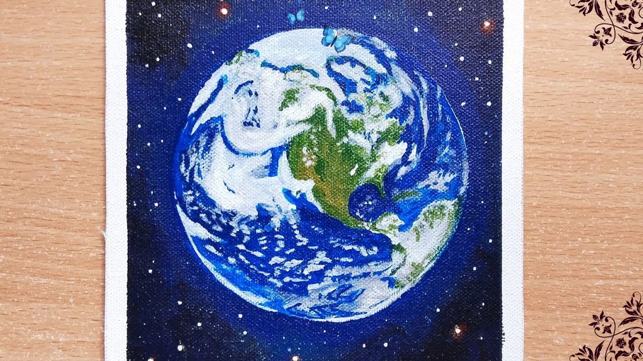 Planet Earth acrylic painting 🎨🖌️ - YouTube
