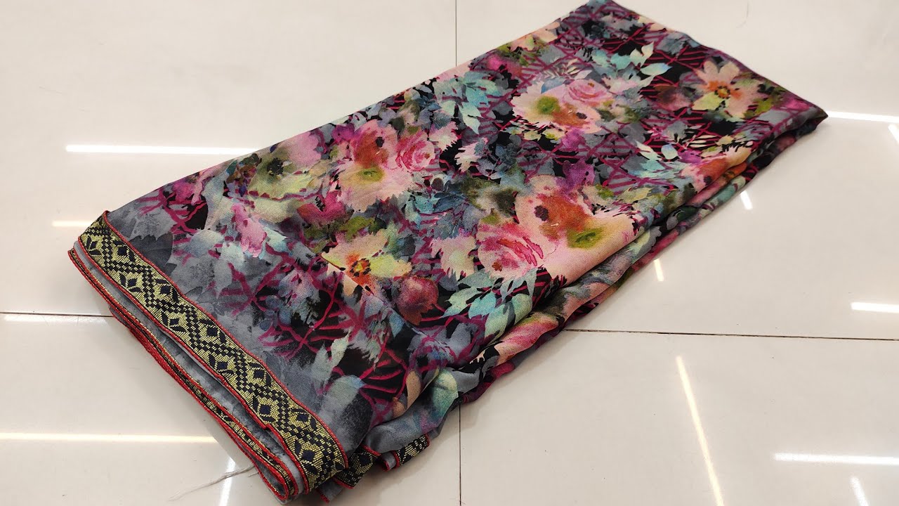 new fancy printed soft saree#flower print sadi#sadi surat#new fancy ...
