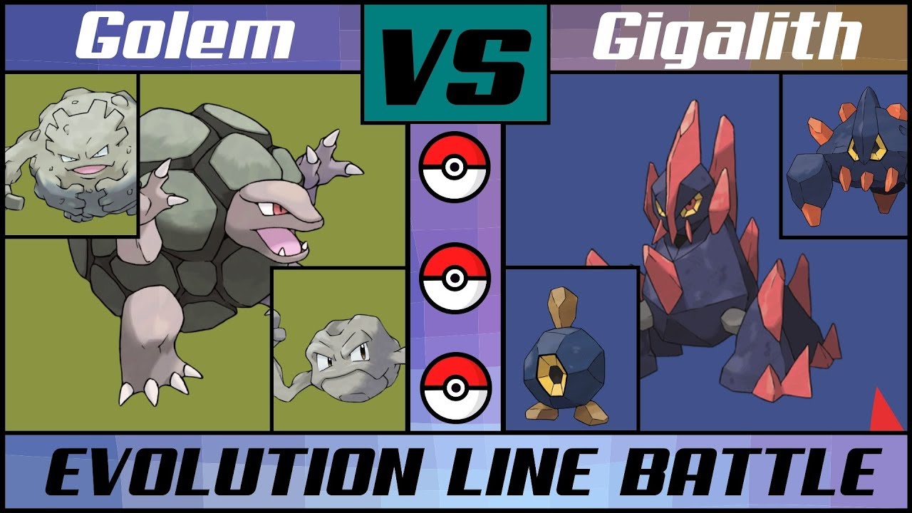GOLEM vs. GIGALITH - Evolution Line Battle (Pokémon Sun/Moon) - YouTube