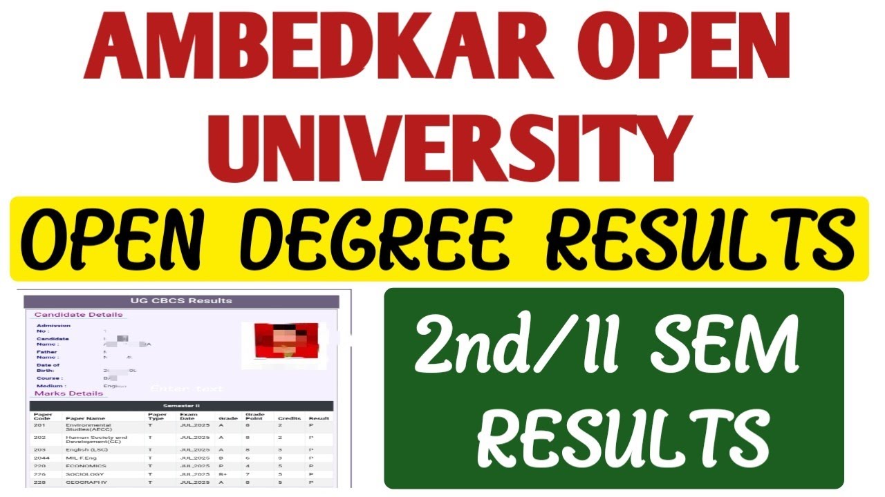 Open Degree 2nd Semester Results in Ambedkar Open University ...