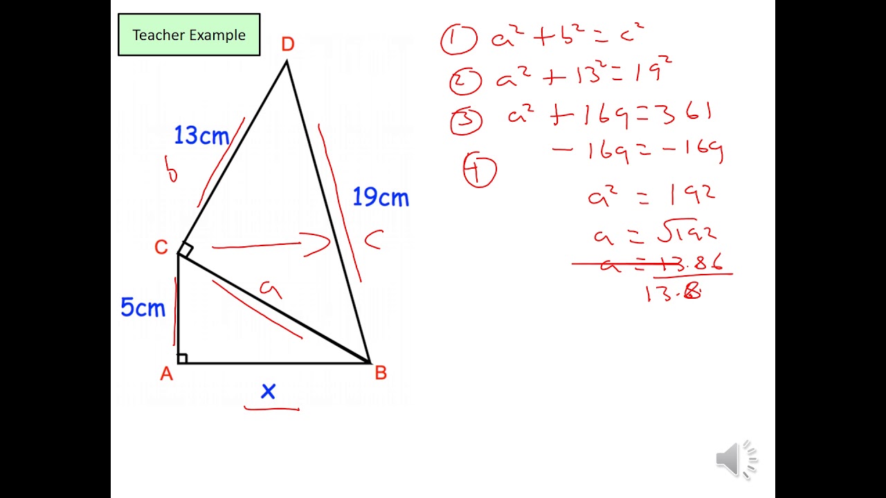 Maths - L2 Pythagoras working out shorter side (F) - YouTube