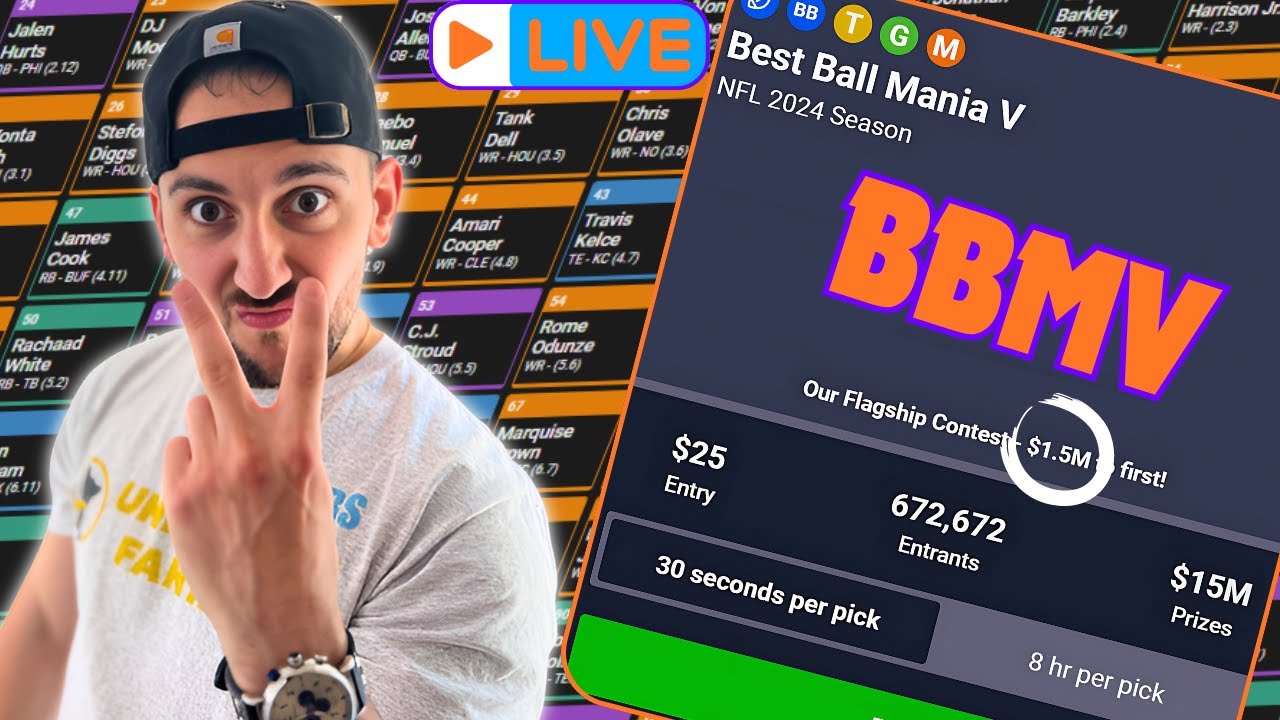 Best Ball Mania 5 LIVE Draft | Favorite Values Underdog Fantasy - YouTube