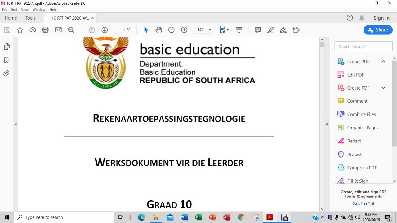 RTT GRAAD 10: 18 Junie 2020 - periode 2 (18102) - YouTube