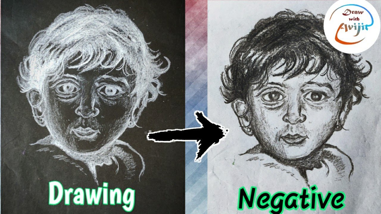 How to draw a negative drawing//draw portrait on black paper..By draw ...