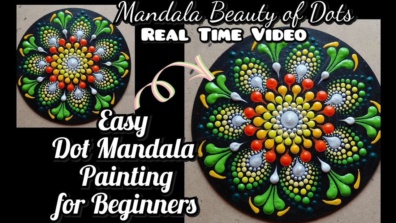 Easy dot mandala painting tutorial for beginners.Real time video.How to ...