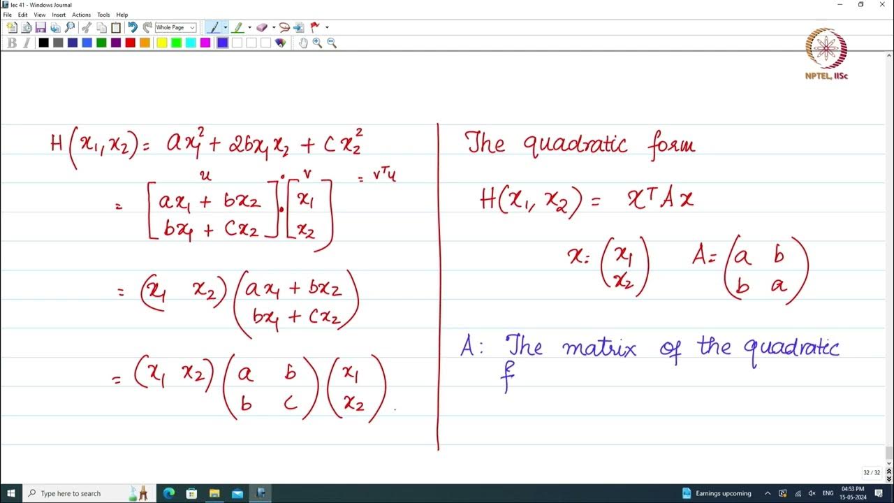 Lec 55 Spectral Theorem, Quadratic Forms - YouTube