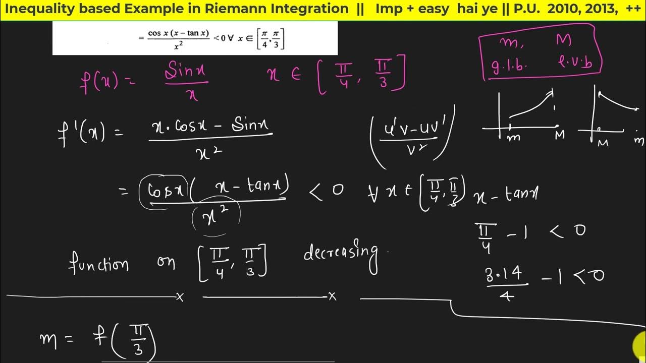 Inequality based Example from Riemann Integration - YouTube