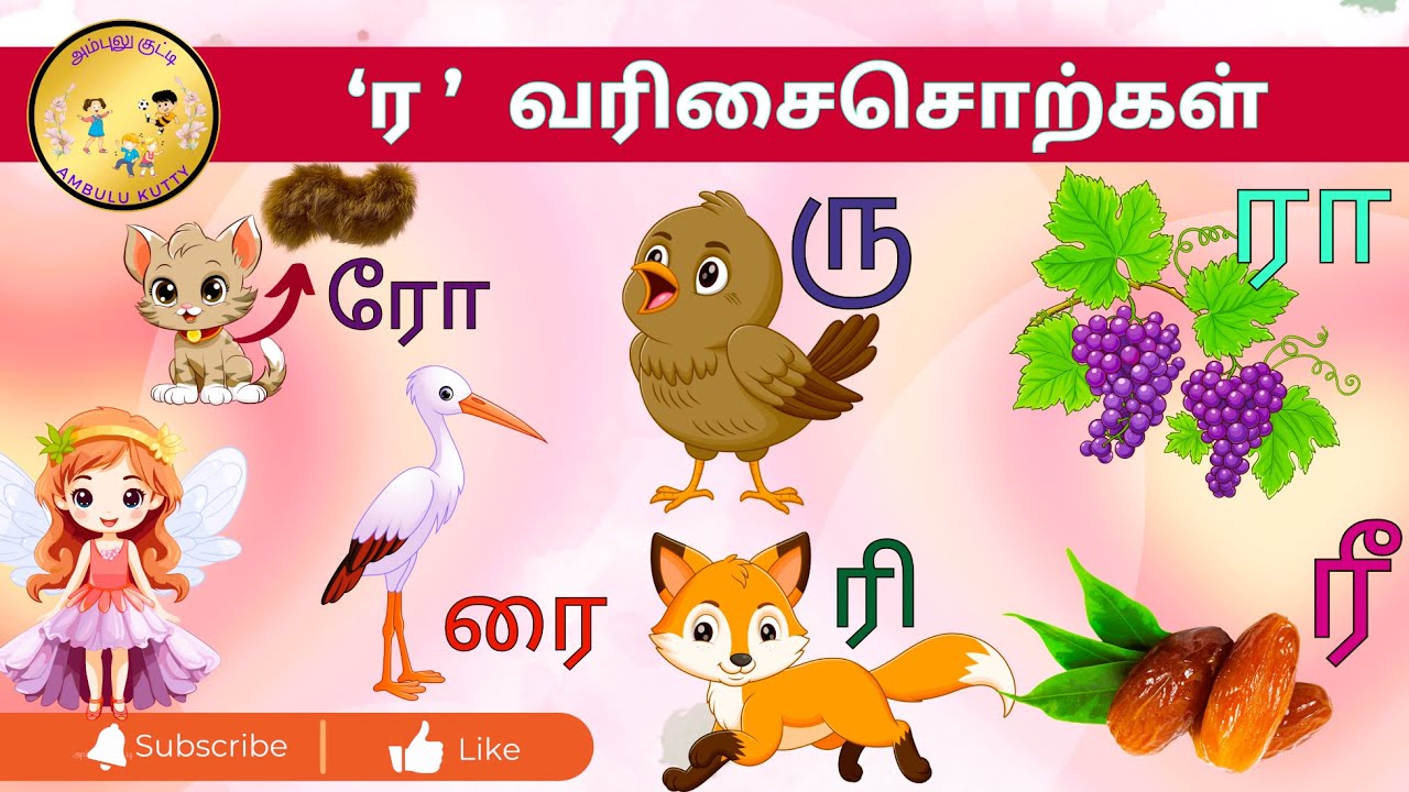 உயிர் மெய் எழுத்துக்கள் | 'ர' வரிசை சொற்கள் | ர ரா ரி ரீ | 'ra' Varisai ...