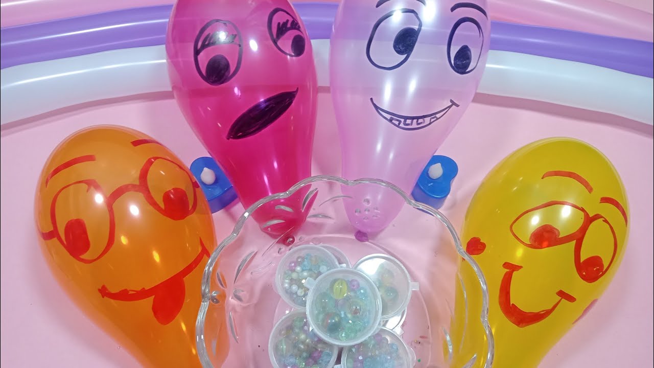 Making Glossy Slime With Funny Faces Balloons | Satisfying Slime Videos ...