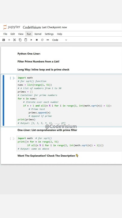 Python One-Liner: Filter Prime Numbers from a List! 🔢 #PythonTips #CodingShorts - YouTube