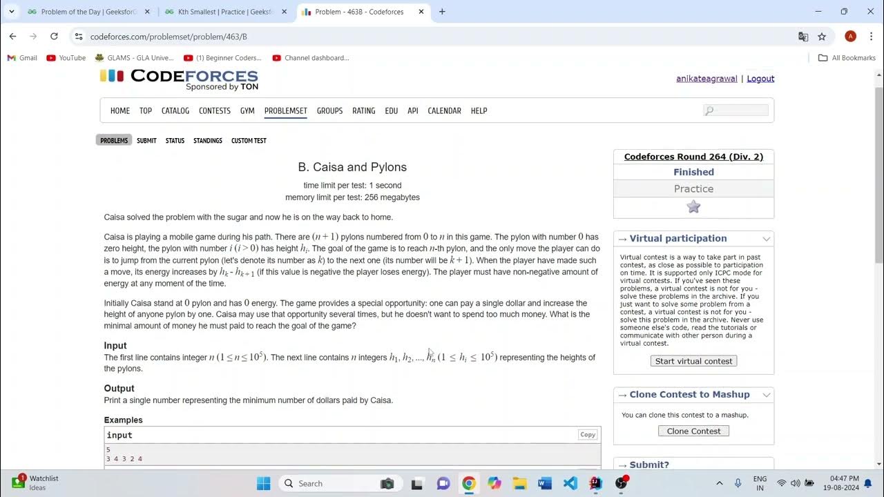 B. Caisa and Pylons | Codeforces | 1100 rated - YouTube
