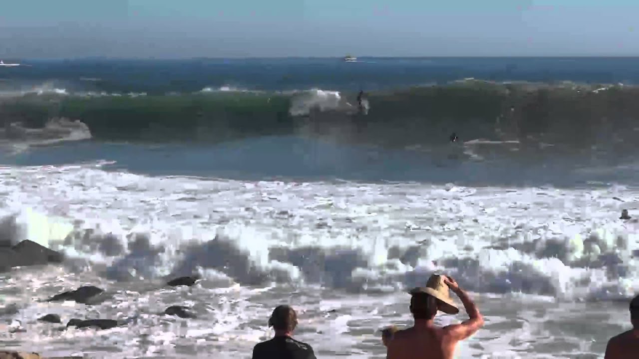 Surfing the HUGE waves in Balboa CA - YouTube