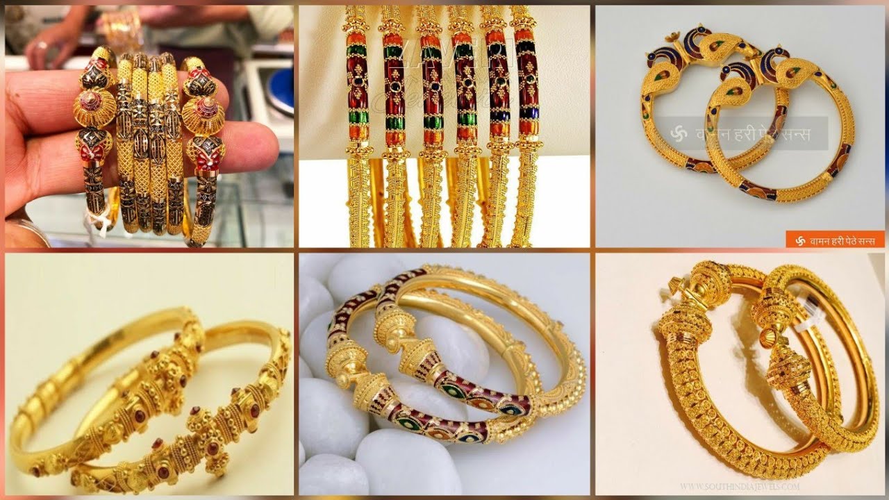 Latest Gold Pipe Bangles Design/Gold Kada/Maharashtrian Bridal Bangles ...