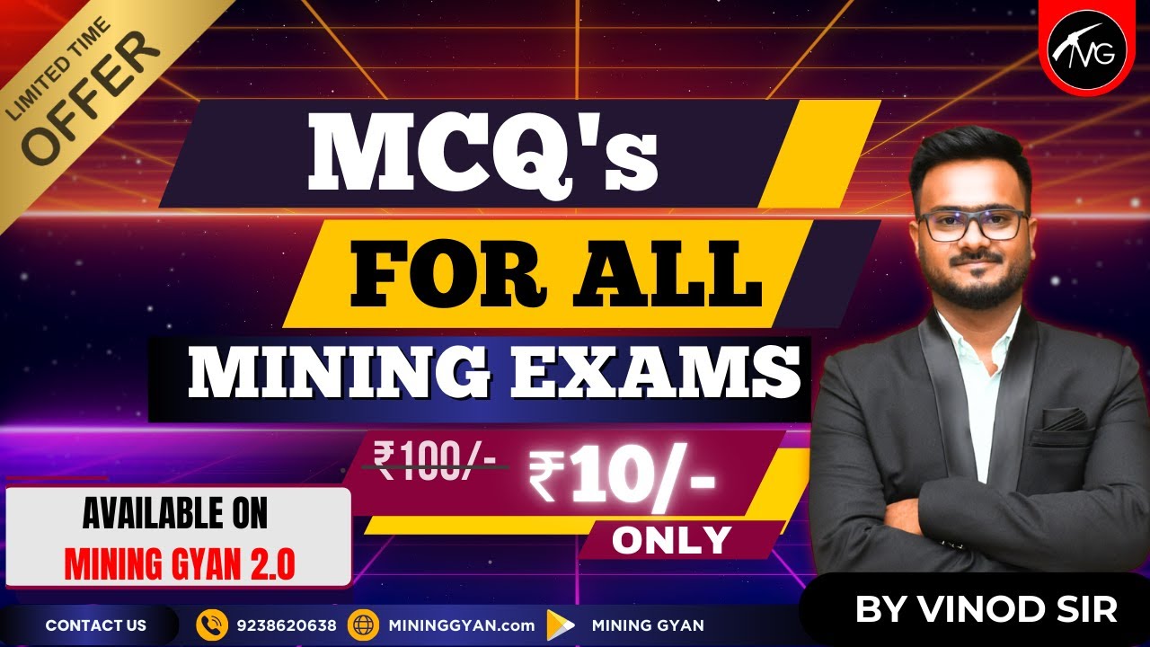 MCQ's FOR ALL MINING EXAM | ONLY 10₹ ON MINING GYAN 2.0 LIMITED OFFER | BY VINOD SIR | MINING ...