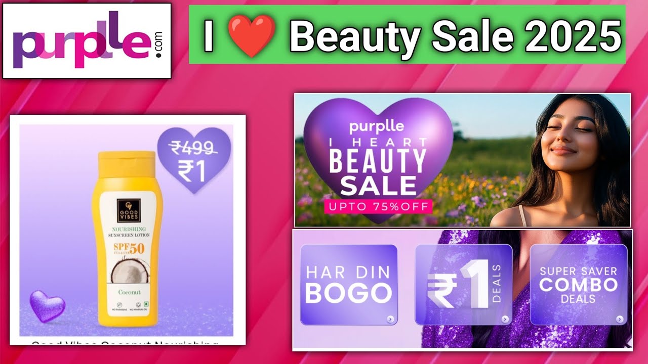 Purple 1 rupee Sale ll Purple i heart beauty sale 2025 l purple coupon ...