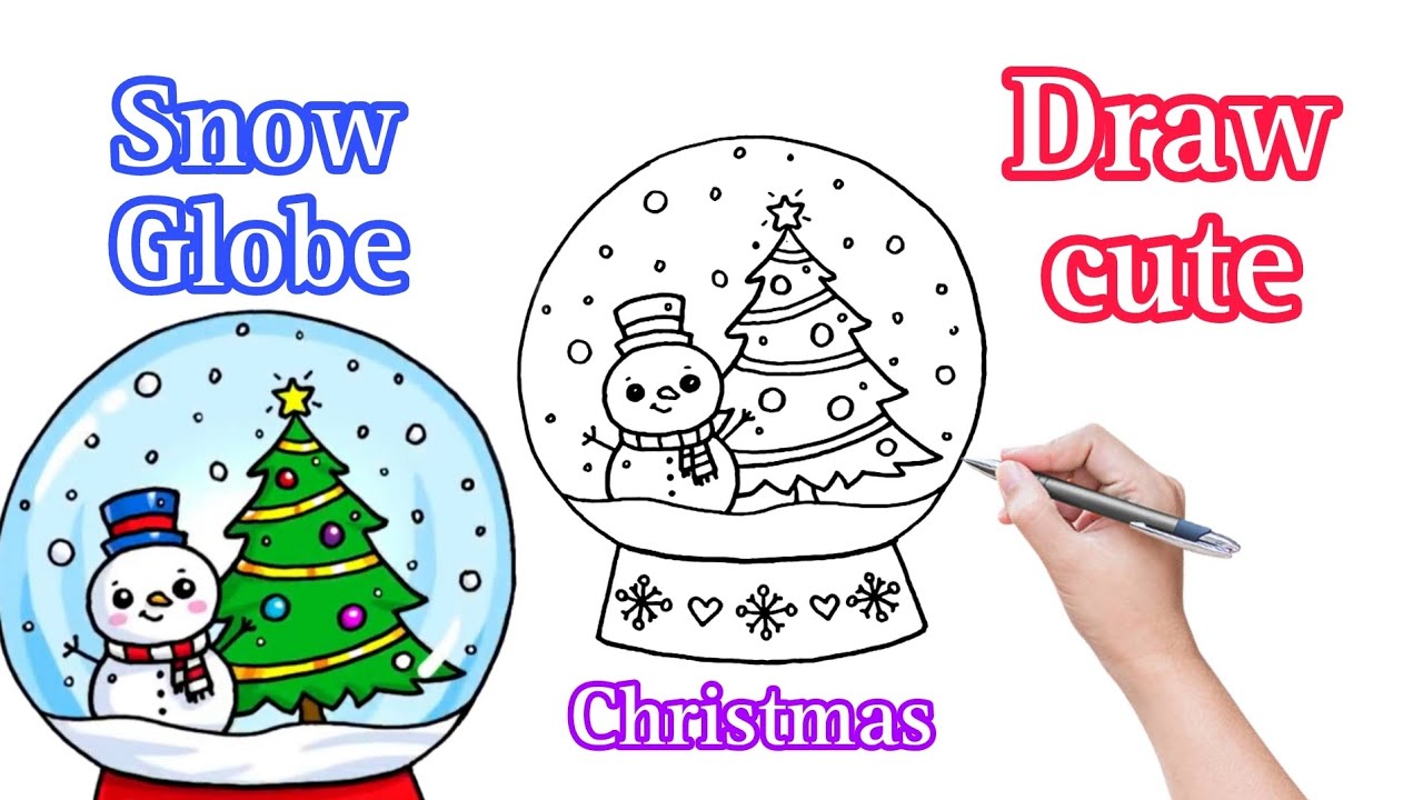 How To Draw A Cute SNOW GLOBE Clipart,To Draw step by step, DL cute ...