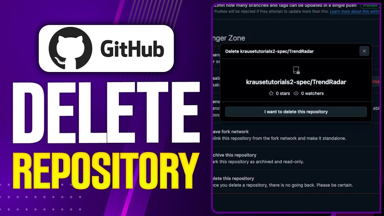 How To Delete Repository On GitHub (2026 Updated Tutorial) - YouTube