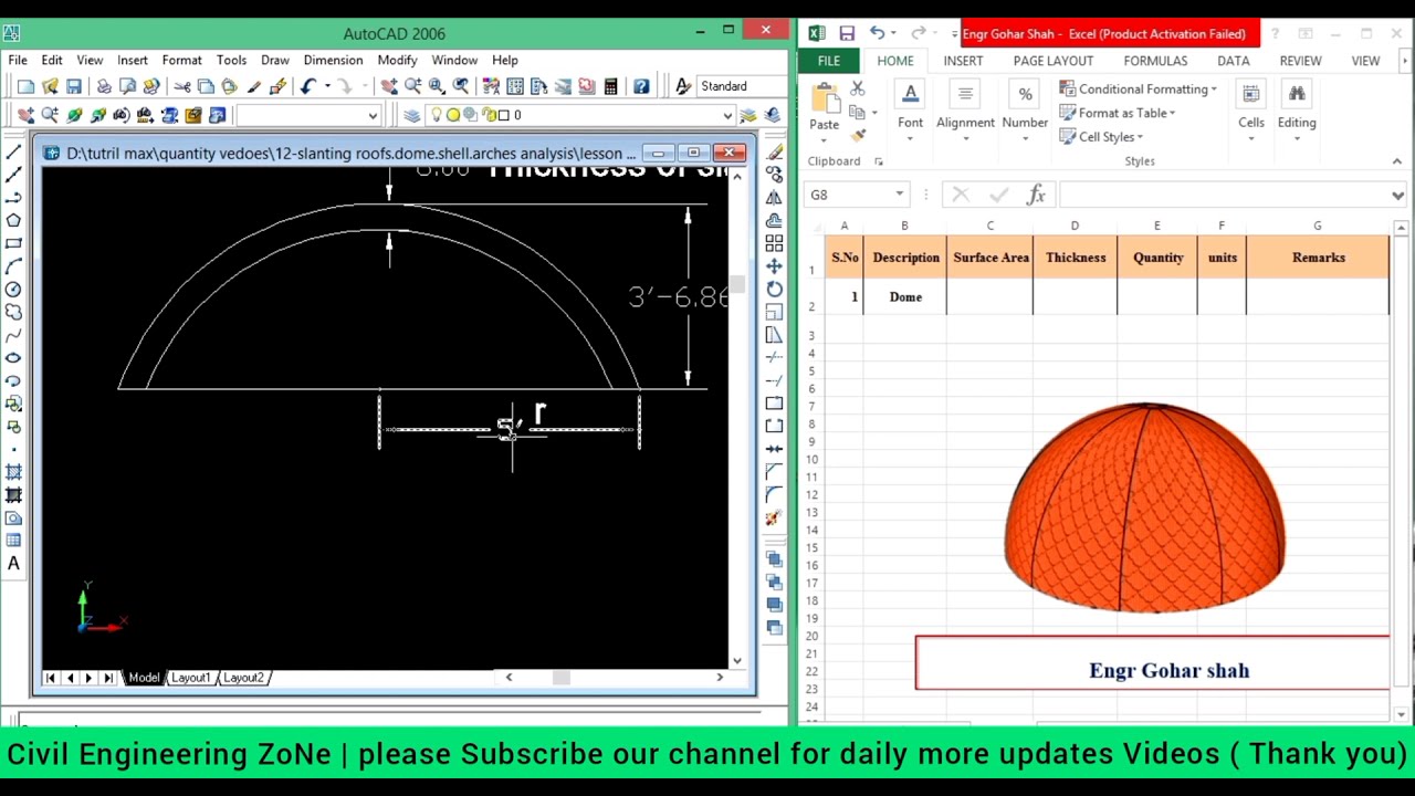 Dome concrete quantity calculation | Dome quantity Estimation - YouTube