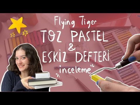 Flying Tiger toz pastel ve eskiz defterini diğer malzemelerimle deniyorum! | Detaylı inceleme 🖍✨