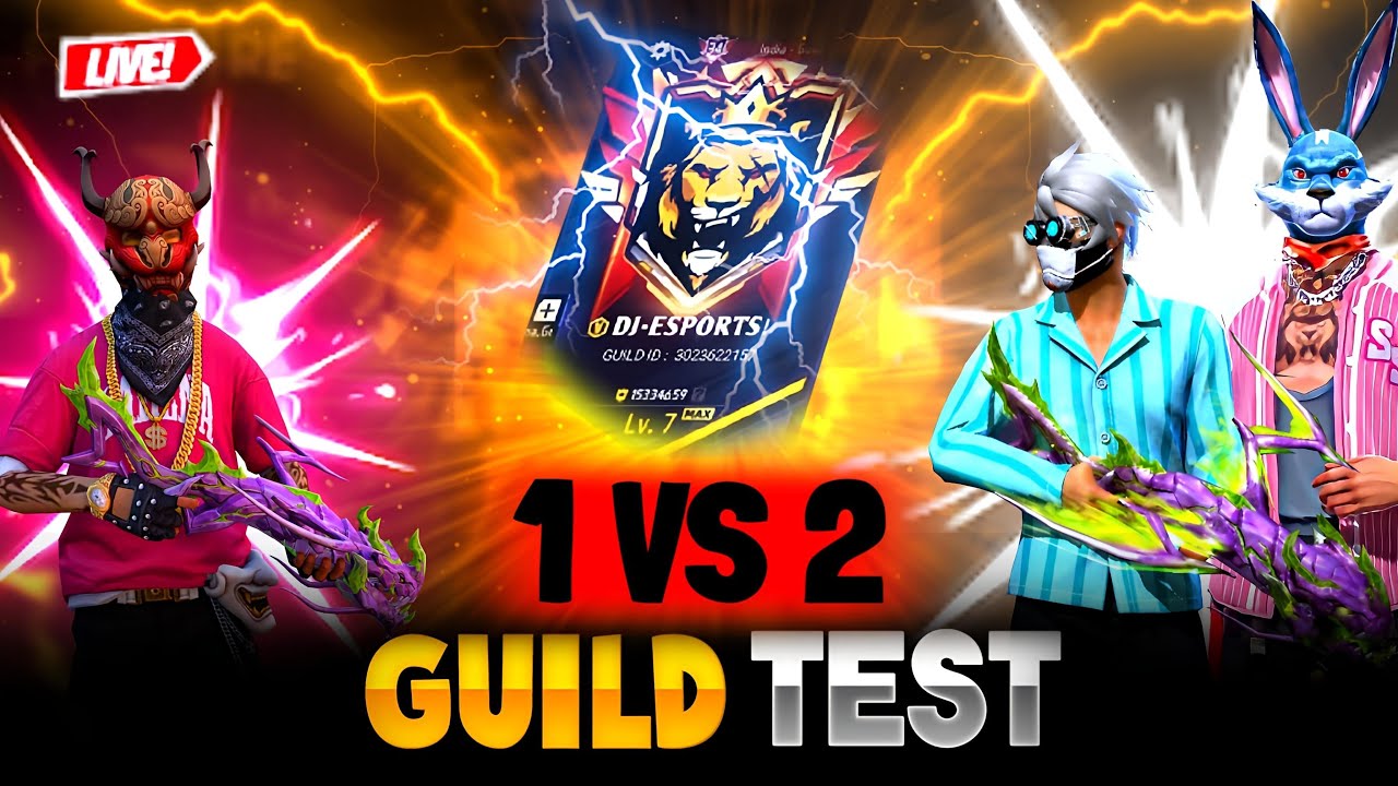 HARDEST GUILD TEST FF | FREE FIRE LIVE CUSTOM ROOM GIVEAWAY | FREE FIRE ...