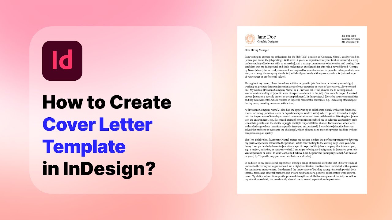 Indesign | Creating Cover Letter Template - YouTube