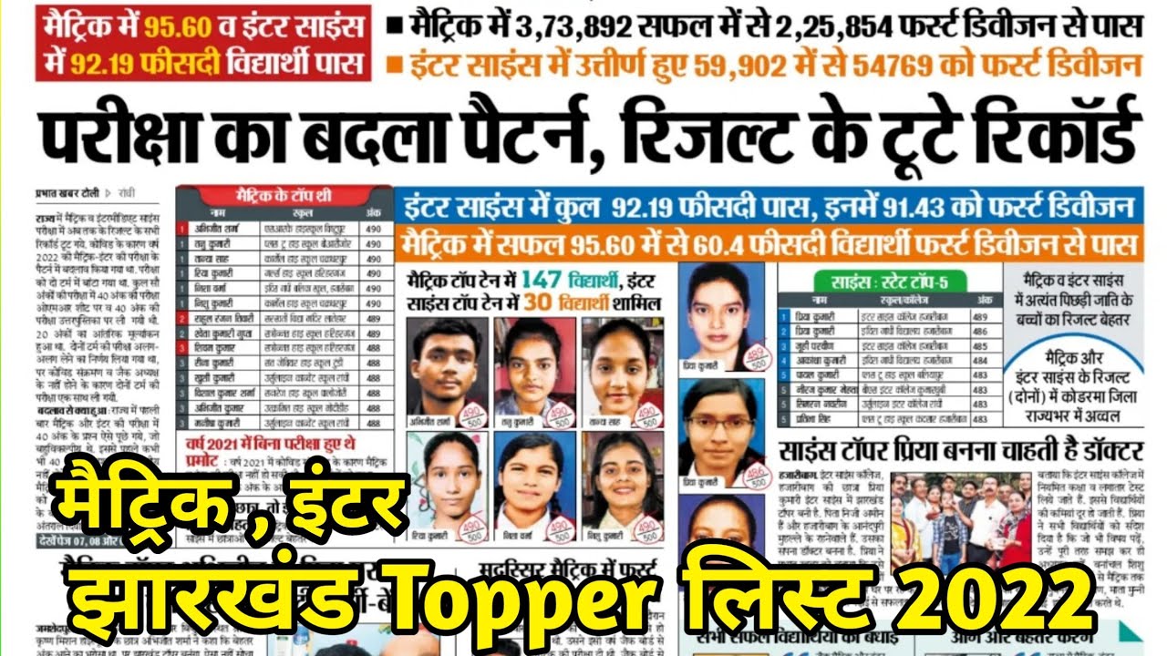 Jac Board Results 2022 10th Topper List || Jac Board Results 2022 News ...