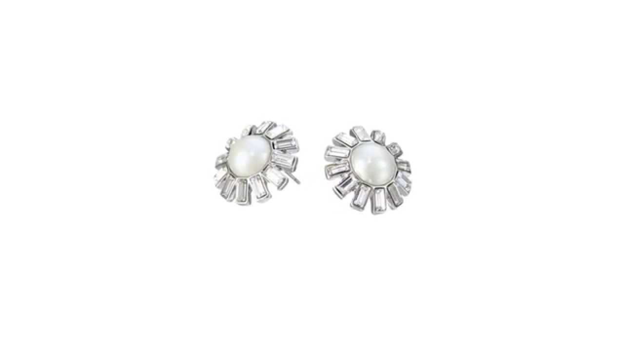 LAUREN by Ralph Lauren Color Mingle Pearl w/ Crystal Stones Round Drop ...