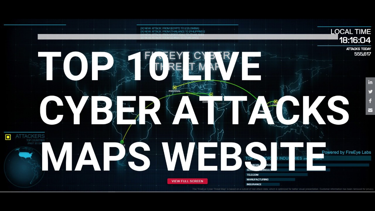 Top 10 most popular websites to watch live Cyber Attack Maps - YouTube
