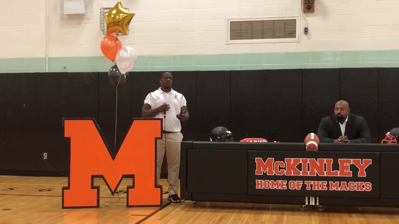 McKinley introduces Brian Davis as new football coach - YouTube