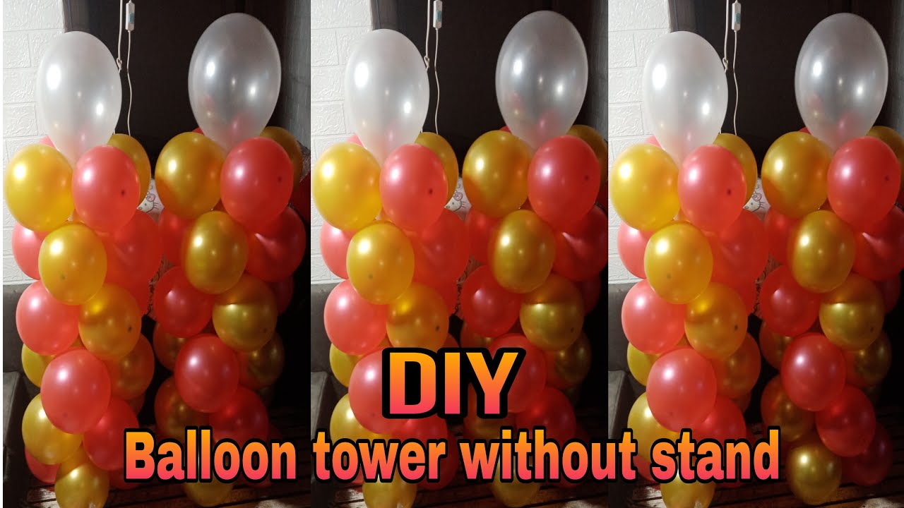 DIY BALLOON TOWER WITHOUT STAND | BALLOON TOWER - YouTube