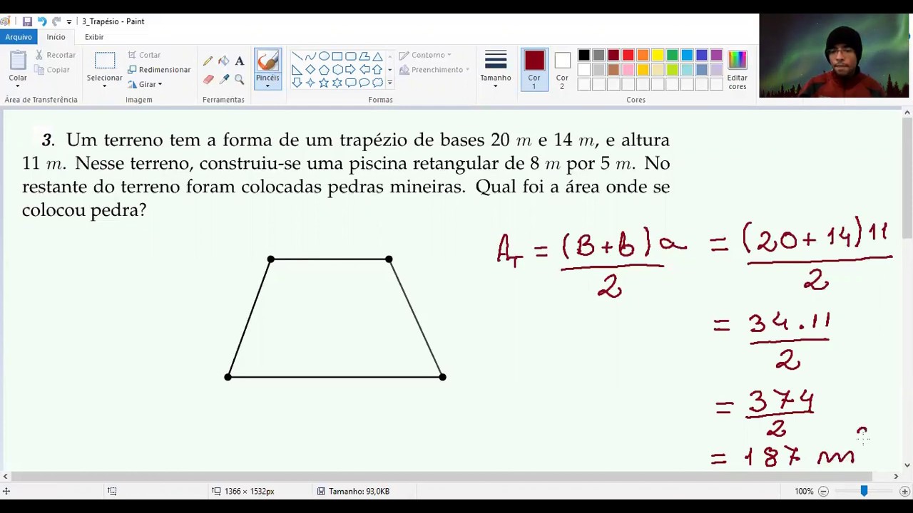 Área Do Trapézio Exercício Resolvido ⚽ Youtube