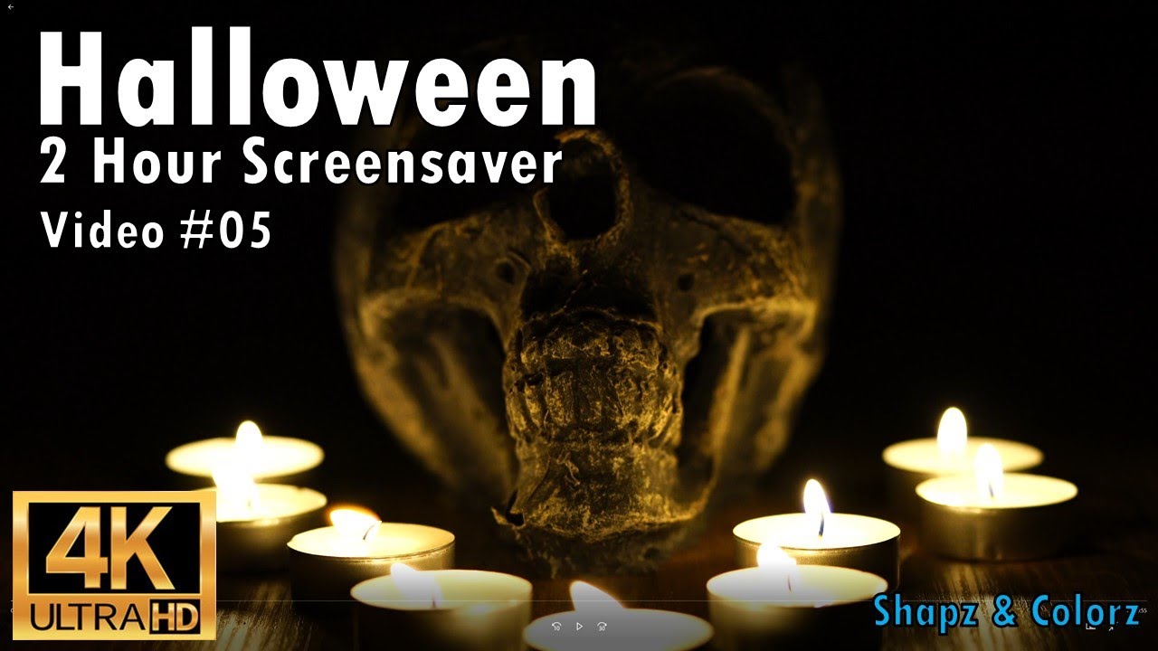 [4K] Halloween Skull with Candles Ambience Screensaver Background Loop ...