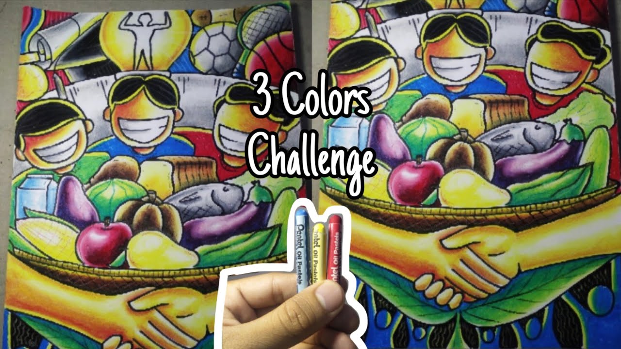 3 Colors Challenge Nutrition Month Poster Making 2025 - YouTube