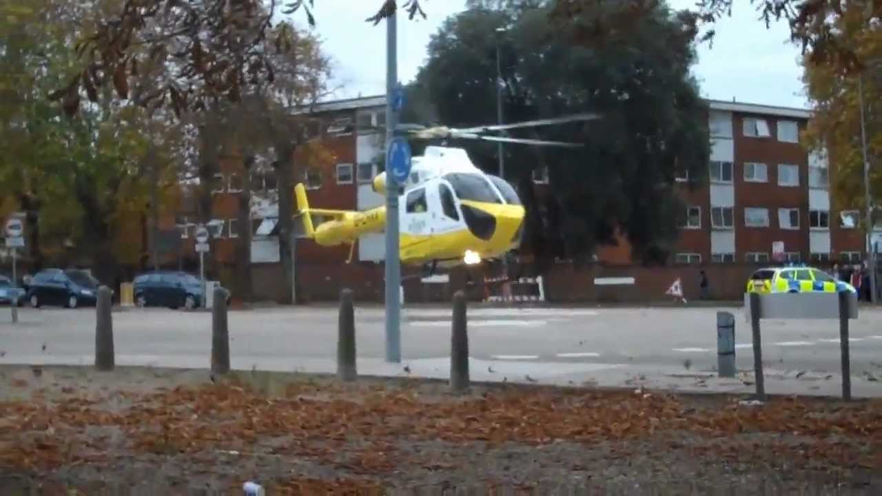Air Ambulance on Norwich Road mini roundabout near Inkerman, Ipswich ...