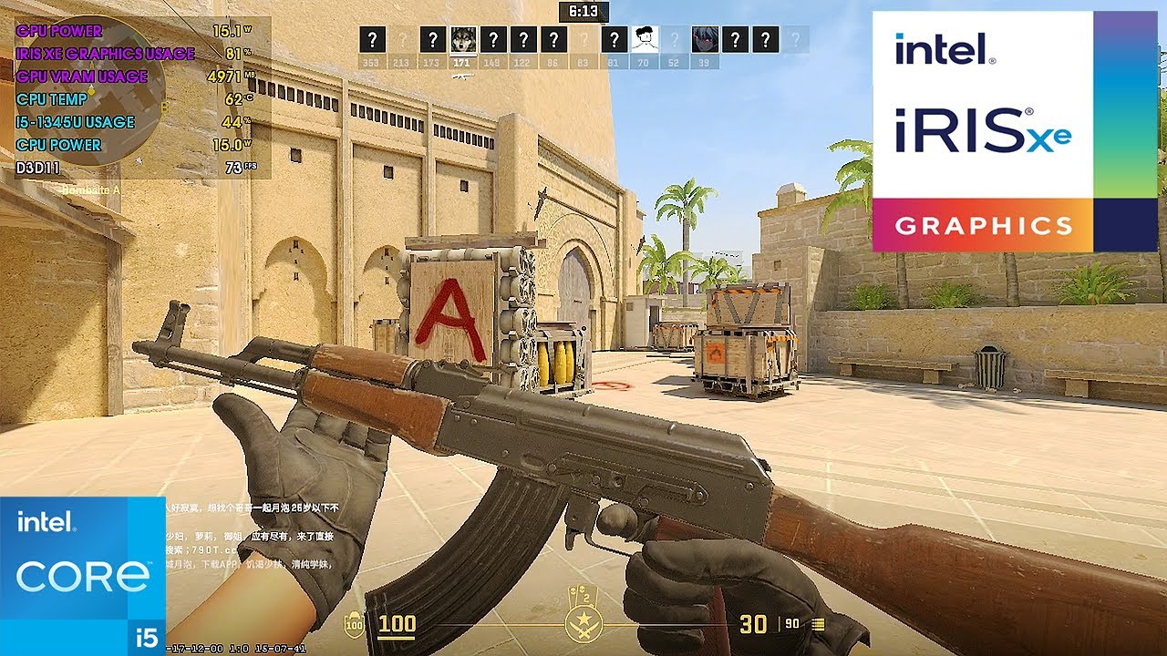 Counter Strike 2 : i5-1345U + Iris Xe Graphics ( 720p / 900p Low ...