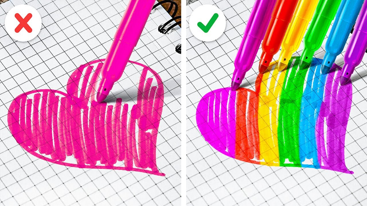 EASY DRAWING HACKS AND SCHOOL TRICKS || DIY Crafts You Need To Try By ...
