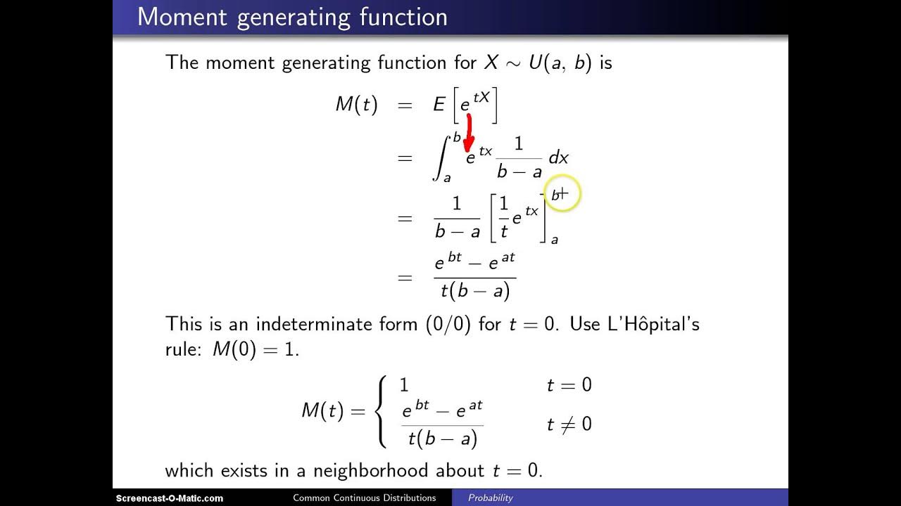 Uniform distribution moment generating function - YouTube