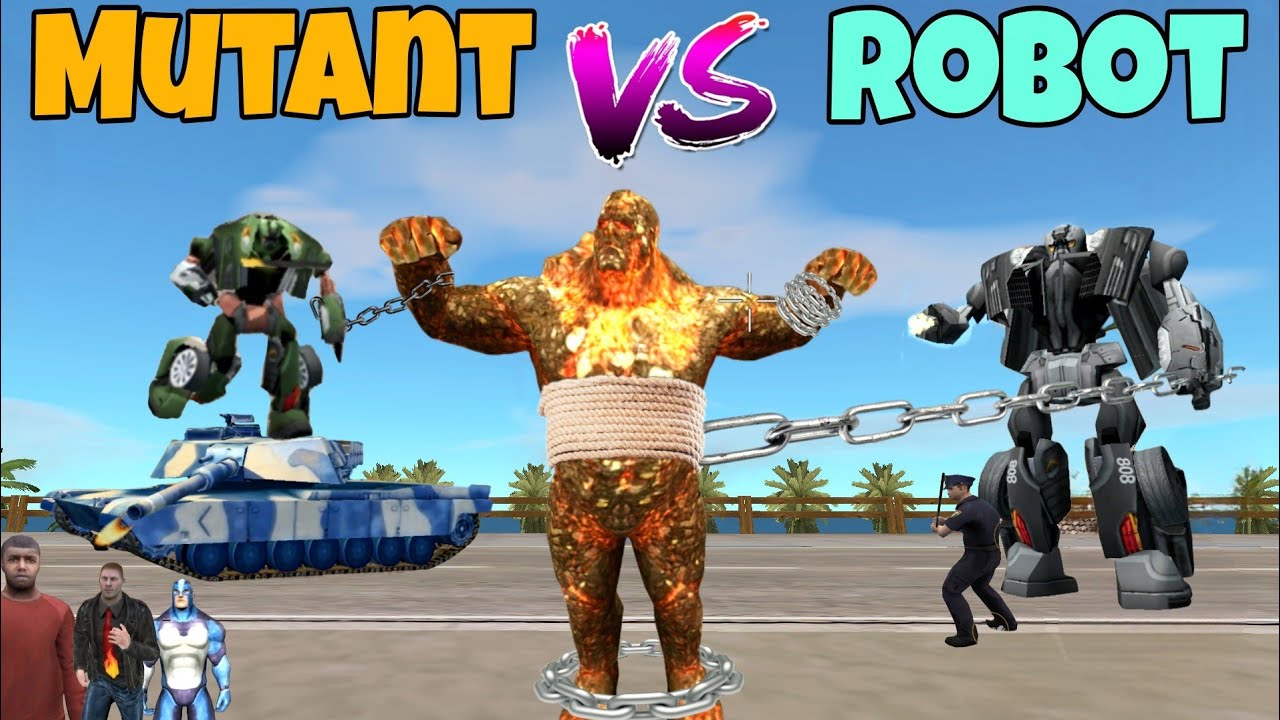 Mutant Vs Robots Big Fight In Rope Hero Vice Town । Rope Hero Vice Town ...