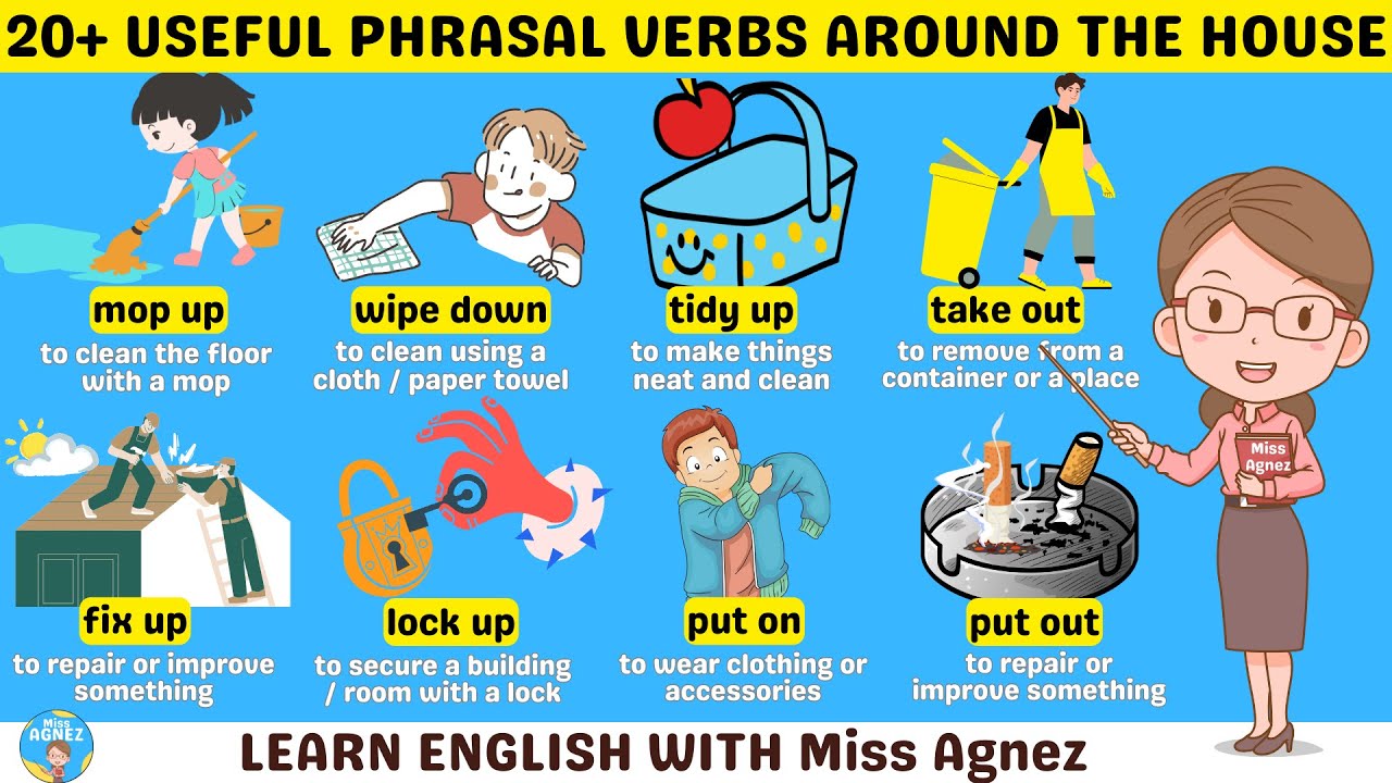 Very Useful Vocabulary | 20+ Phrasal Verbs Around the House | Fun ...