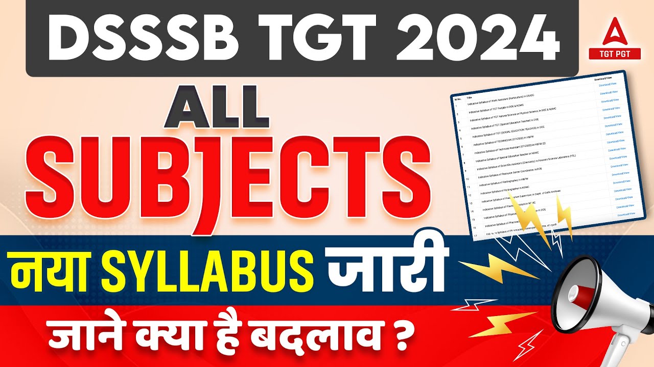DSSSB PRT, TGT & PGT Syllabus 2024 | DSSSB Syllabus Update | DSSSB ...