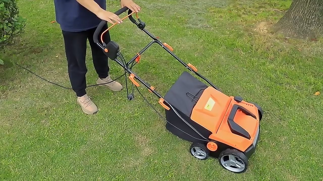 VERTAK 2 in 1 1600W electric hand push lawn scarifier and rake machine ...