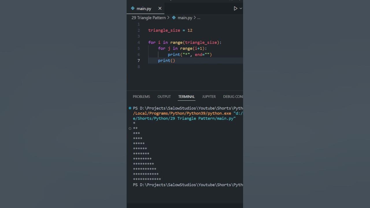Printing triangle Patterns in Python #shorts #Python #PythonShorts ...