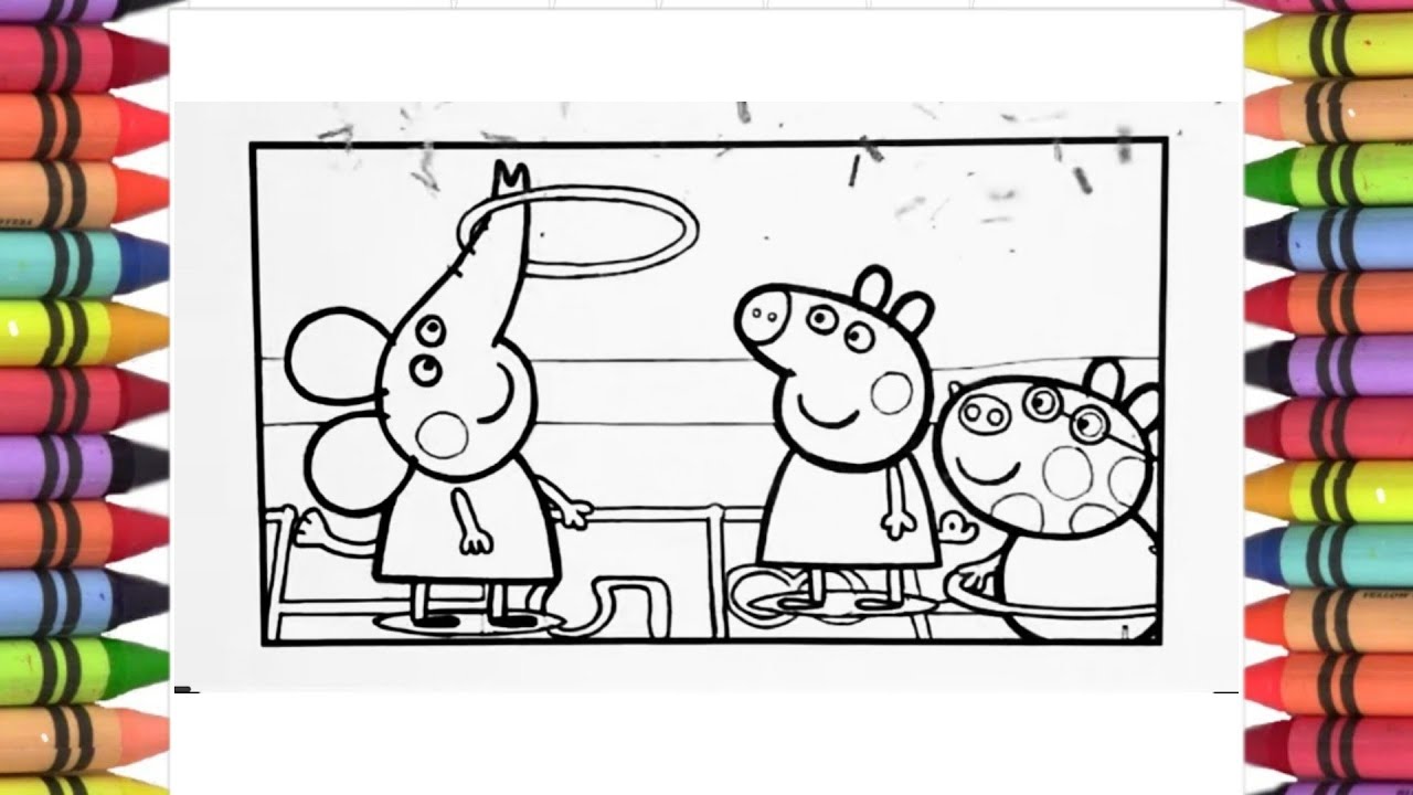 Peppa pig with Emily elephant drawing, peppa tales, peppa pig colouring ...